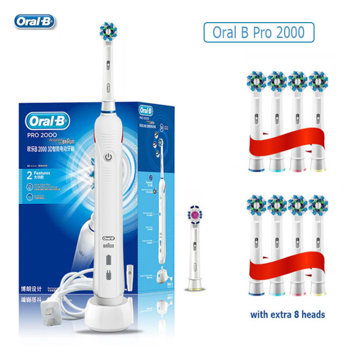 Oral B Pro2000 Electric Toothbrushes 3D Sonic Rotation Teeth Whitening 2 Modes Visible Pressure ...