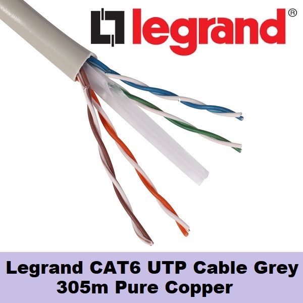 Legrand Cat 6 Cable UTP Unshielded AWG24 Gray Data LAN Cable Cat6 305 ...
