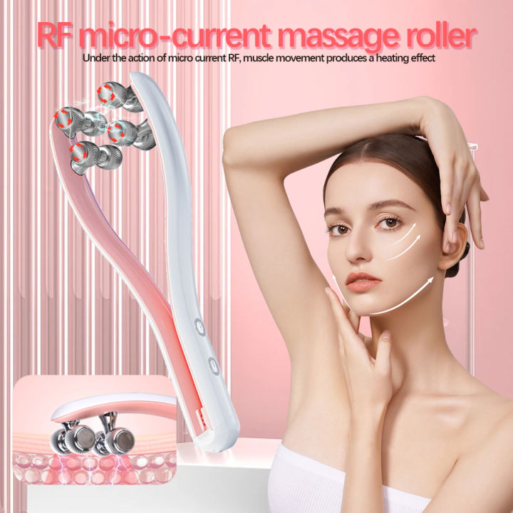 Ems Face Lifting Roller Double Chin V Face Shaped Facial Massager Jaw Cheek Thin Body Slimming