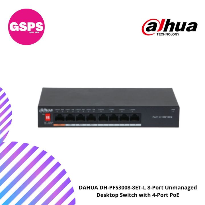 DAHUA DH-PFS3008-8ET 8-Port Unmanaged Desktop Switch with 4-Port PoE ...