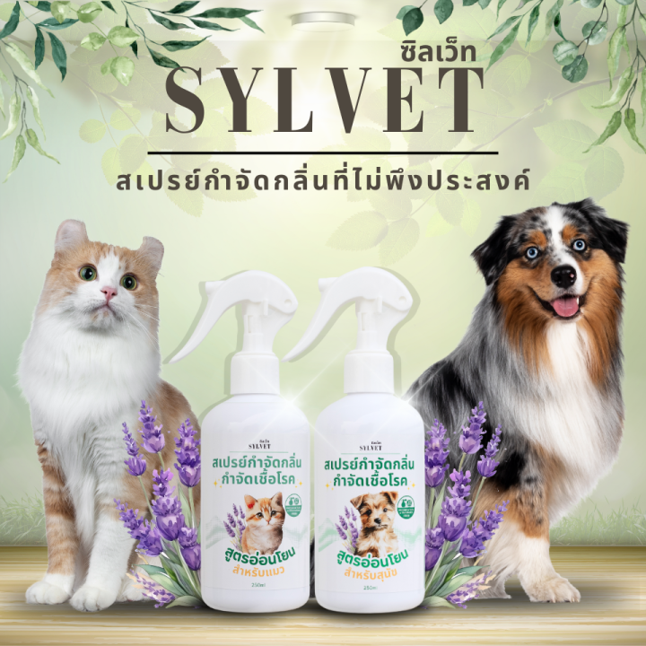 SYLVET สเปรย์กำจัดกลิ่นทรายแมว ฉี่แมว น้องแมว น้องหมา กำจัดเชื้อโรค สเปรย์ดับกลิ่น ทรายแมว 250ml ...