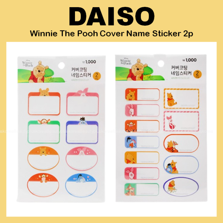 [DAISO] Winnie The Pooh Cover Name Sticker 2p | Lazada
