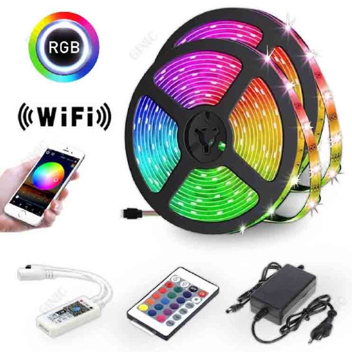 LED STRIP 5M 5050 MULTI COLORFUL WATERPROOF WIFI OR REMOTE RGB STRIP ...