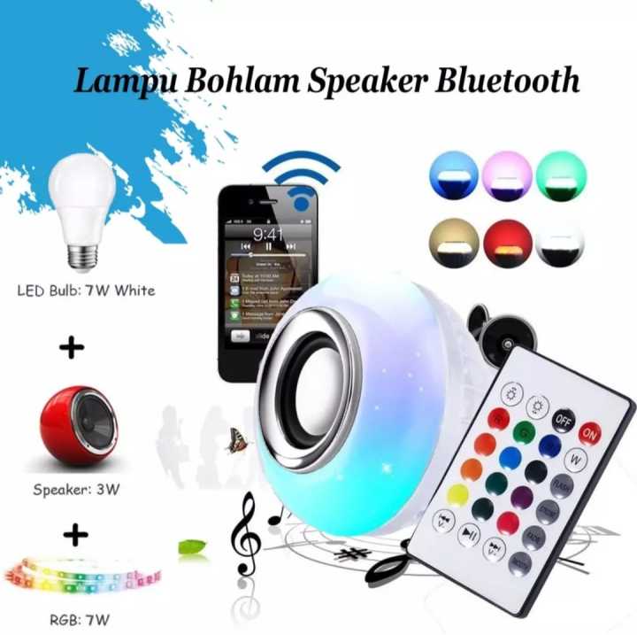 Lampu Bohlam Speaker Bluetooth Disco Disko Musik Music Dj Kamar LED RGB ...