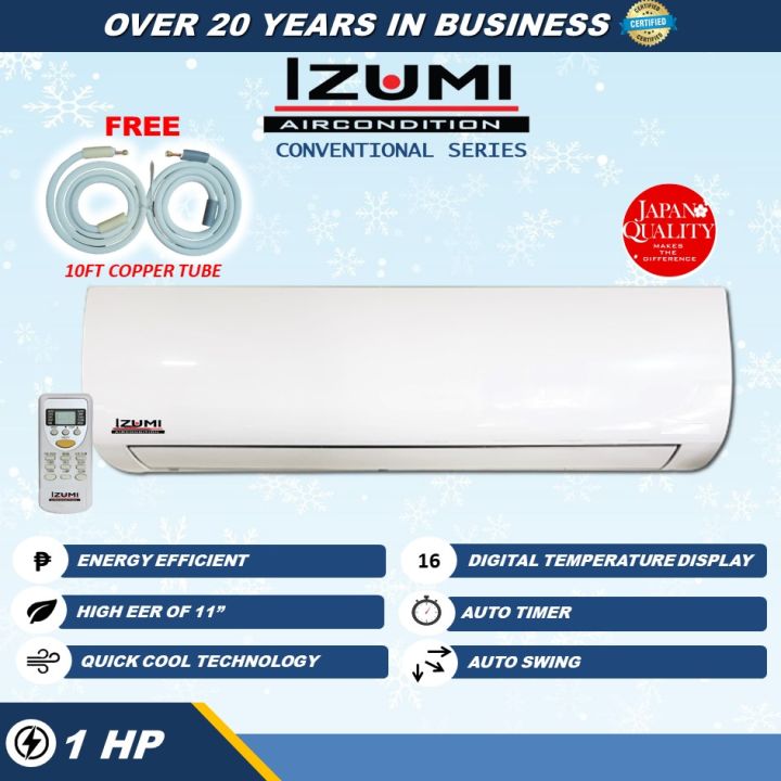 IZUMI 1 HP Split Type Non-Inverter Aircon with Remote FREE 10ft Copper ...