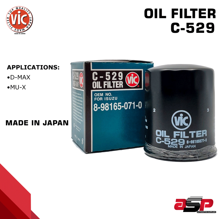 VIC C-529 Oil Filter for Isuzu Dmax, Altera, MUX 4JJ1 / 4JK1 | Lazada PH