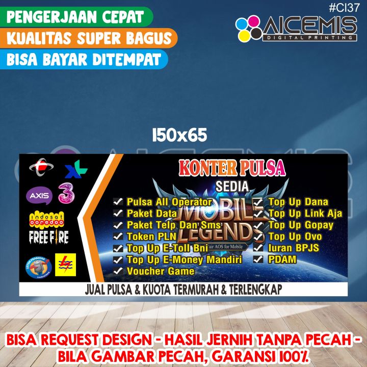 spanduk 1 hari jadi / spanduk banner etalase konter pulsa / spanduk ...