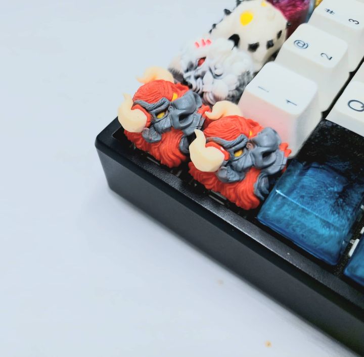Keycap resin bò bull clone tone cam xám trang trí bàn phím cơ gaming ...