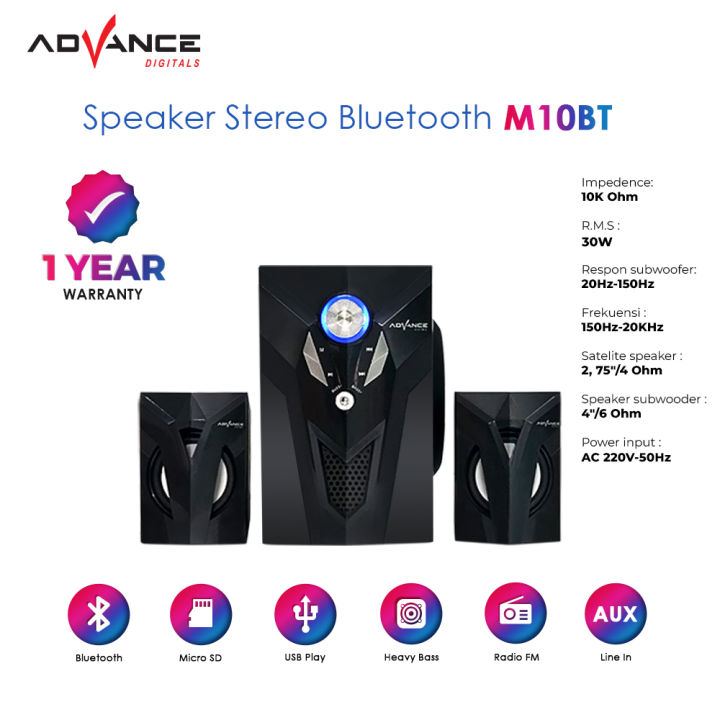 Advance Speaker Bluetooth Xtra Bass Subwoofer - M10BT advance garansi resmi | Lazada Indonesia