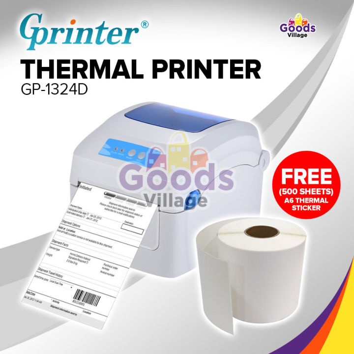 GPrinter GP-1324D with 500 Sheets (A6 Thermal Sticker) Direct Thermal ...