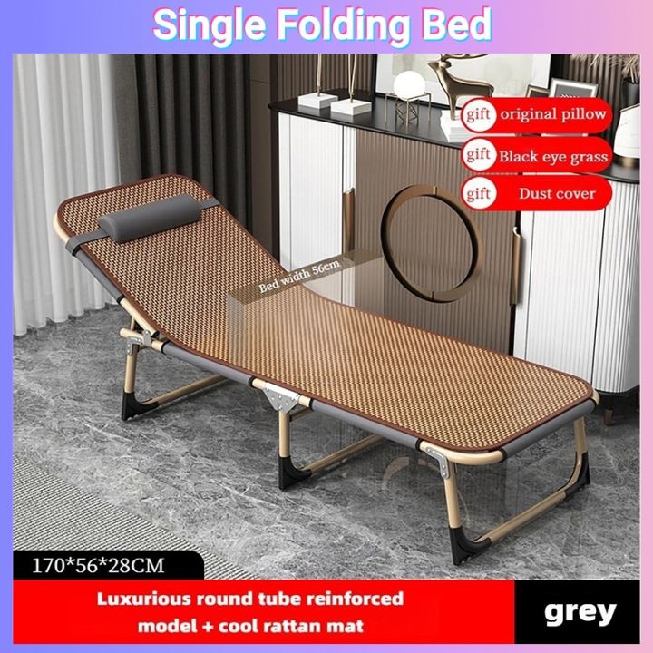 Folding Bed, Rollaway Folding Guest Bed with Mattress Single Rolling ...