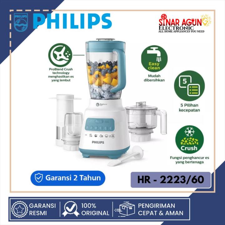 PHILIPS HR2223 / HR-2223 BLUE BLENDER PLASTIK 2 LITER - GARANSI RESMI ...