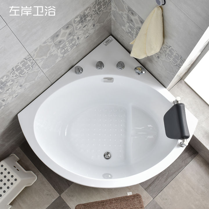 Triangle bathtub fan-shaped bathtub double lovers corner bathtub single ...