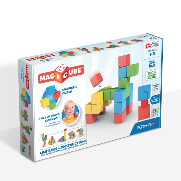GEOMAG Swiss-Made MagiCube 24-Piece Magnetic Stacking Cubes Building ...