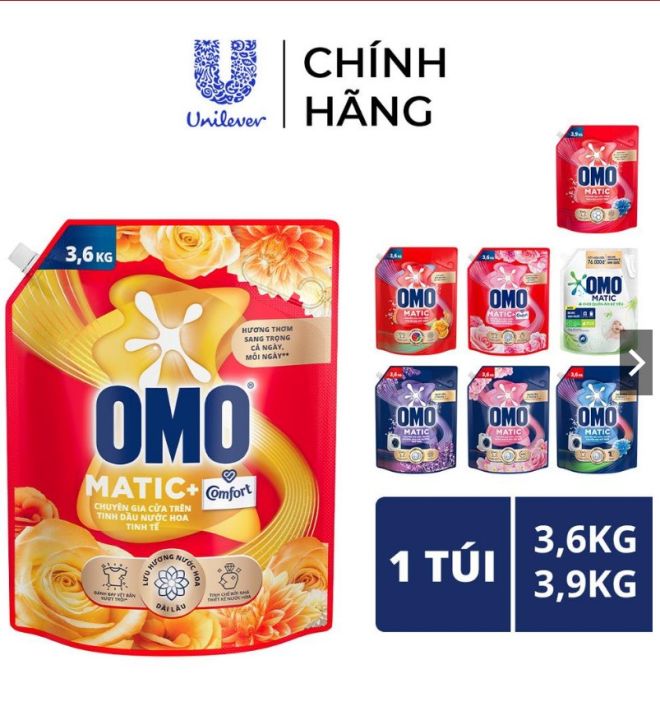 OMO Matic+ Liquid Laundry Detergent 3.6kg/3.9kg Pouch - Anti-Bacterial ...