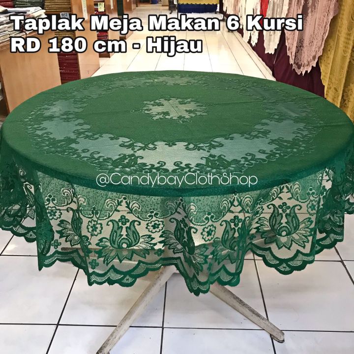 Taplak meja tamu / meja makan 6 kursi RD 180 cm varian hijau corak ...