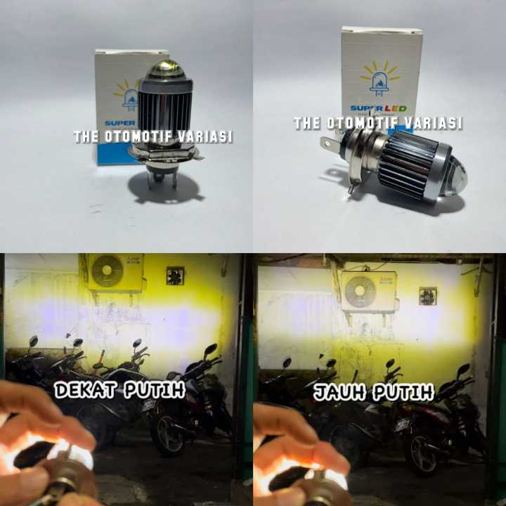 Lampu LED Utama Motor Mobil D2 H4 Laser 2 Warna Putih Kuning AC DC Yamaha Vixion Ninja R15 ...
