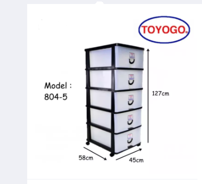 Toyogo 5 Tier Bitanic Plastic Drawer / Cabinet / Storage Cabinet 804-5 ...