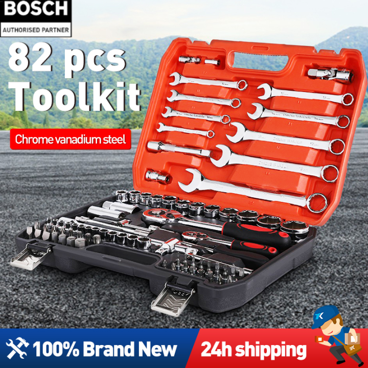 82 Pcs Tools Socket Wrench Set Car Torque Tool Box Motorcycle Auto ...