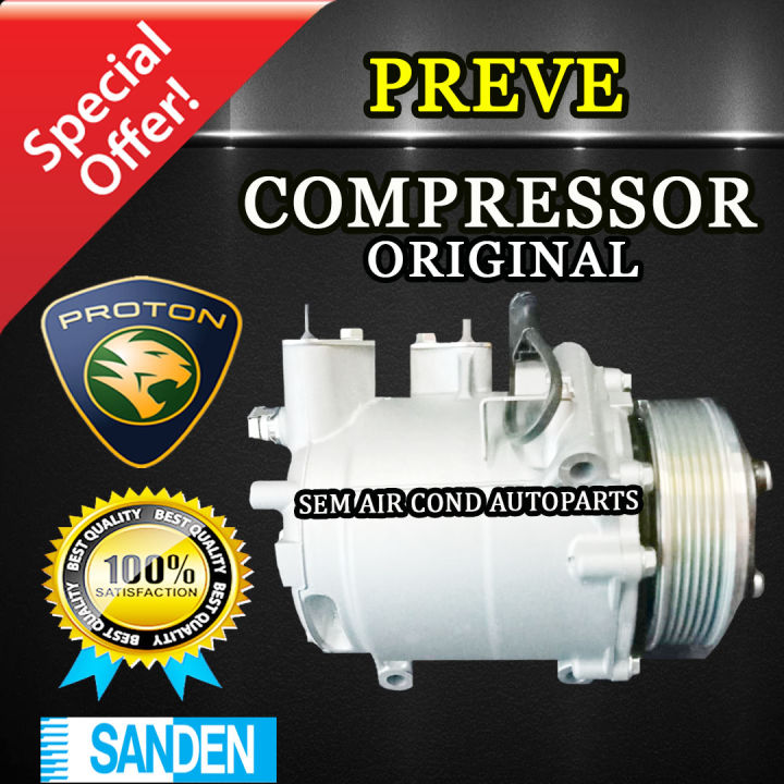 PROTON PREVE ORIGINAL SANDEN SD TRSE07 COMPRESSOR/ KOMPRESOR (CAR AIRCOND SYSTEM) | Lazada