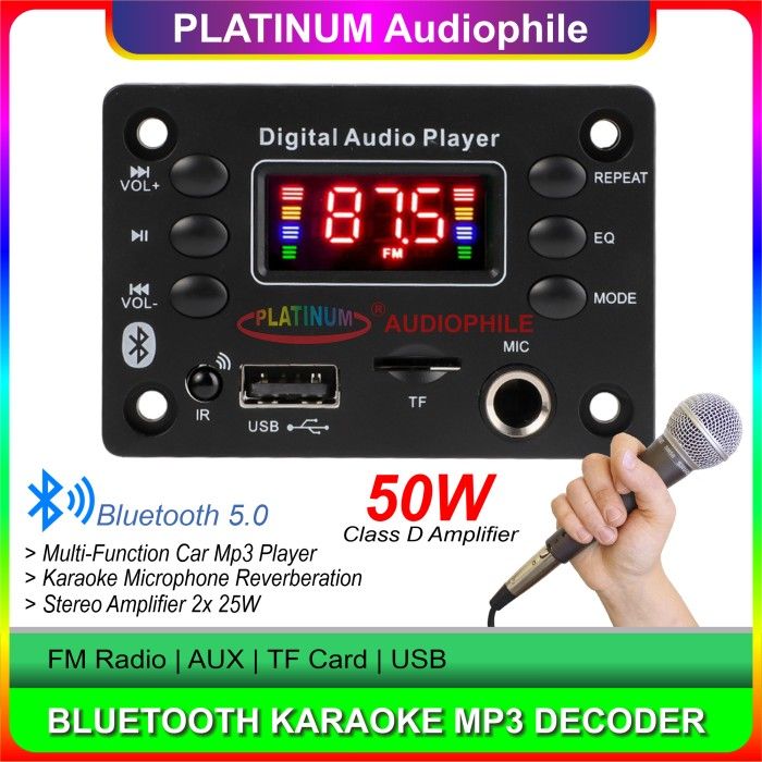 Modul Mp3 Amplifier Bluetooth Karaoke Microphone Echo DIY Class D 50W ...