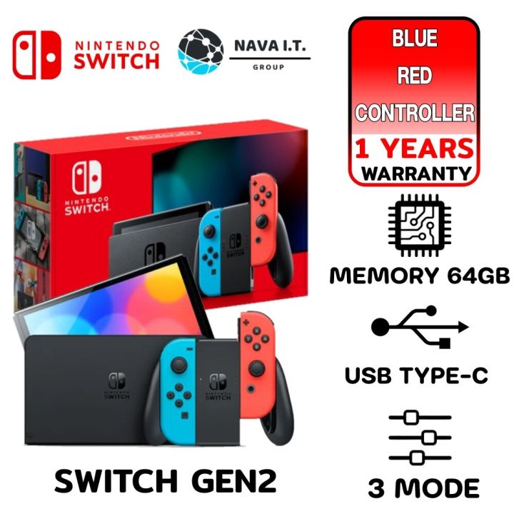 NINTENDO SWITCH GENERATION 2 NEON BLUE / NEON RED รับประกันศูนย์ 1ปี ...