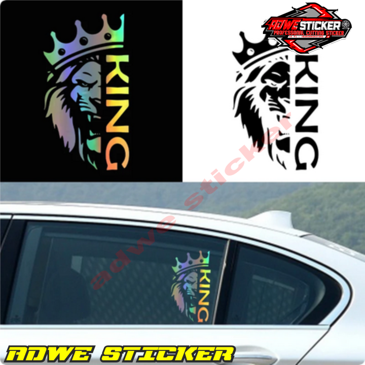 Stiker interior mobil singa dengan mahkota raja, stiker cutting potong ...