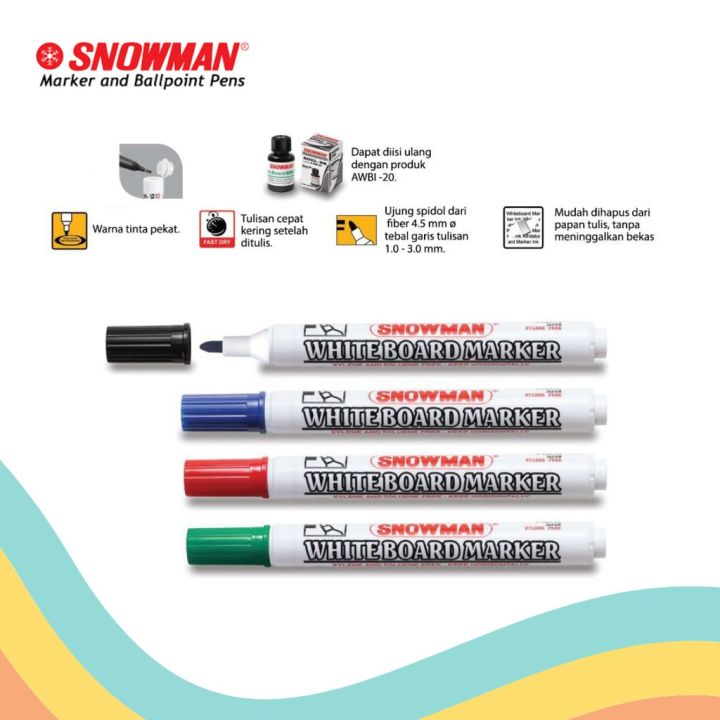 Spidol Snowman ABG 12 / ABG-12 Whiteboard (1 Pcs) - Merah | Lazada ...