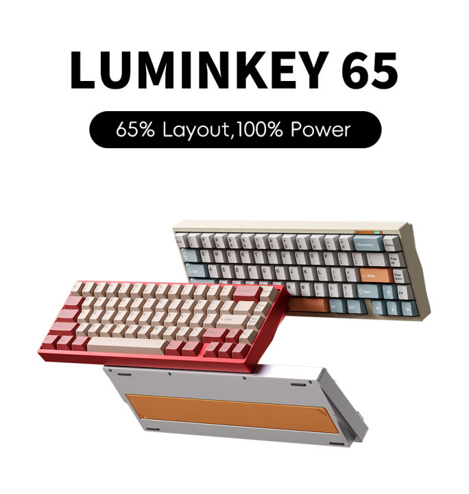 LUMINKEY 65 Mechanical Keyboard Tri-mode USB Bluetooth 2.4G Aluminium Alloy Hot Swap Office ...