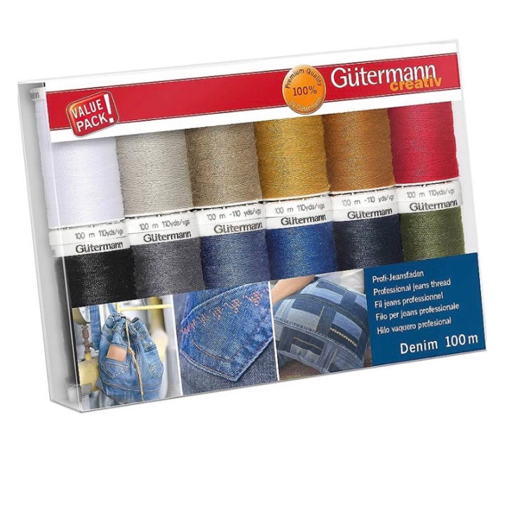 Gutermann Creativ Sewing Thread Set ด้ายเย็บยีนส์ Denim แพค 12 หลอด ...