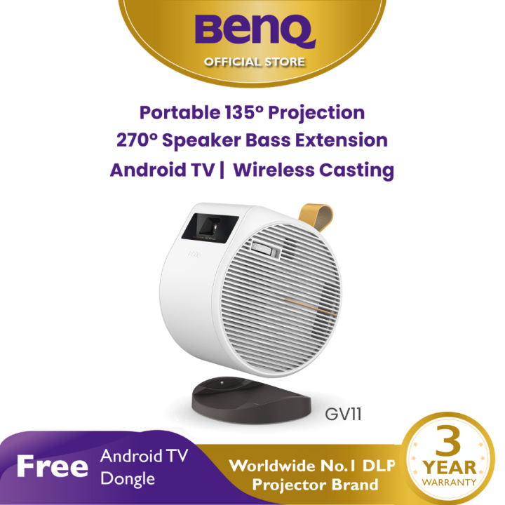 BenQ GV11 Mini LED Wifi All-in-One Projector with Android TV, 270-degree 5W Speaker (โปรเจคเตอร์ ...