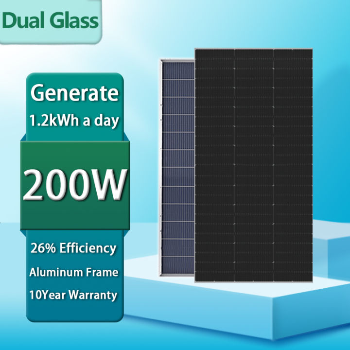 【12BB】100/200 Watts Solar Panel Dual Glass Full Power Monocrystalline ...
