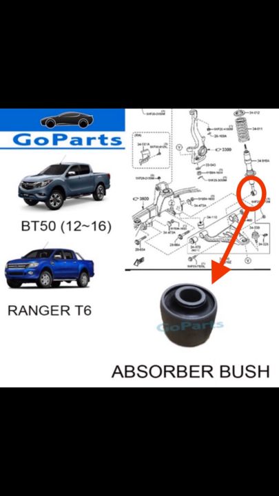 (1pc) Front Shock Absorber Lower Bush Ford Ranger T6 [2012~2019] Mazda ...
