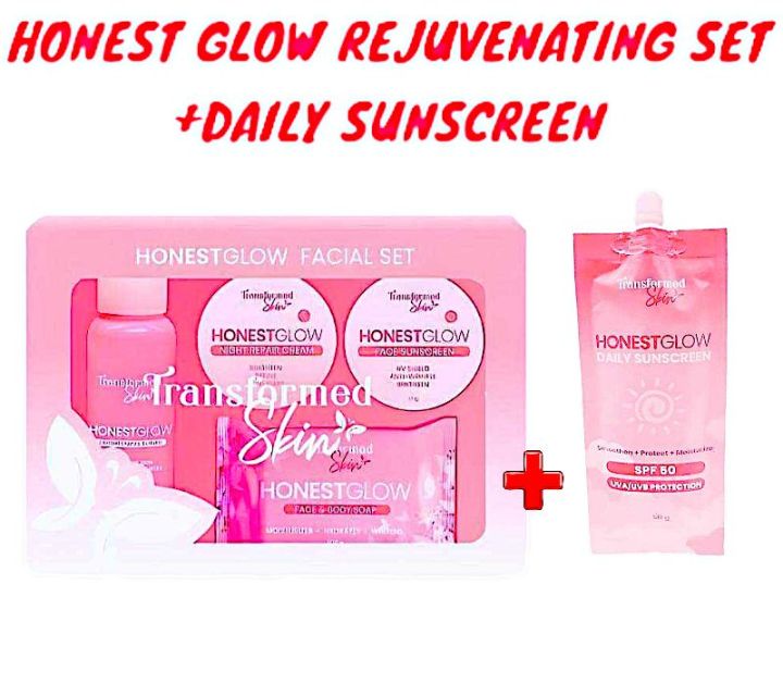 HONEST GLOW Rejuvenating Facial Set + Honest Glow Daily Sunscreen Broad ...