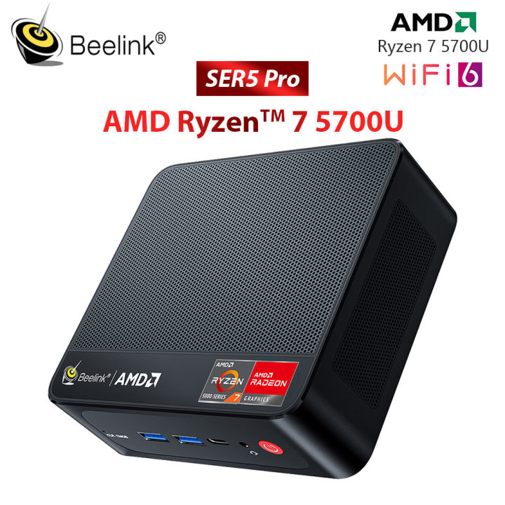 Beelink SER5 AMD Ryzen 7 5700U Mini PC Windows 11 Gaming Desktops 2X ...