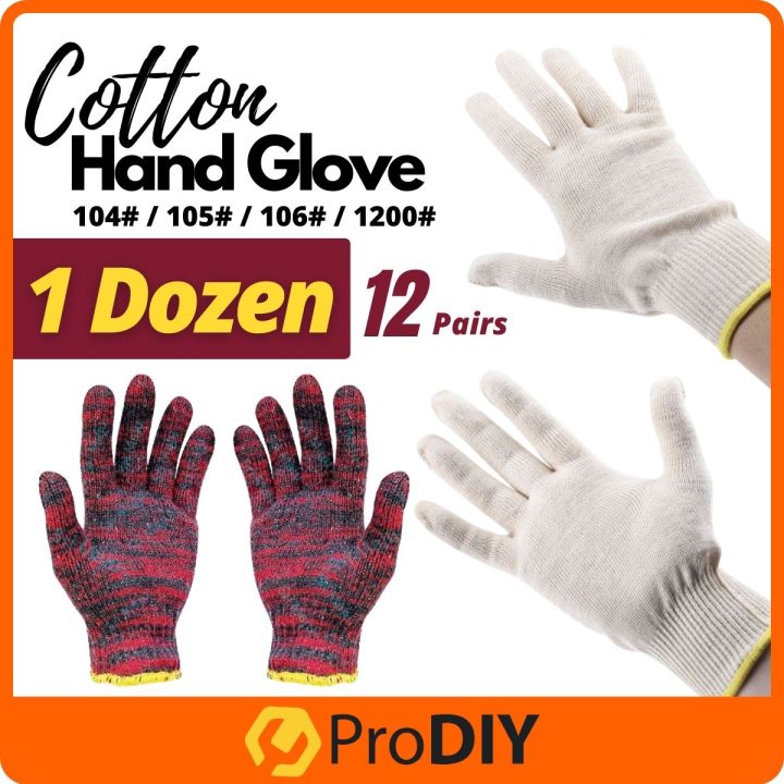 12 Pairs / 1 Dozen Cotton Glove Knitted Thick Hand Gloves Sarung Tangan ...