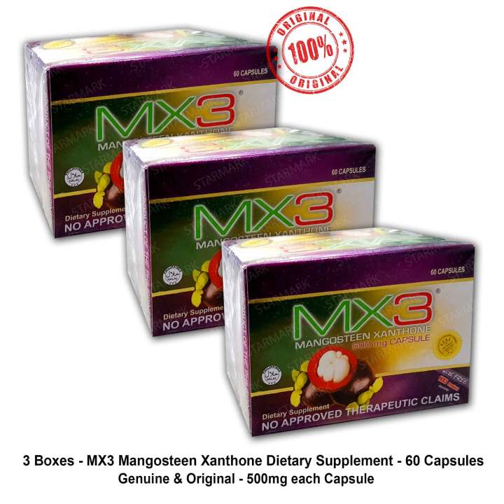 MX3 Mangosteen Capsules Mangosteen Xanthone Capsule 500mg x 60's Authentic - Set of 3 Boxes ...