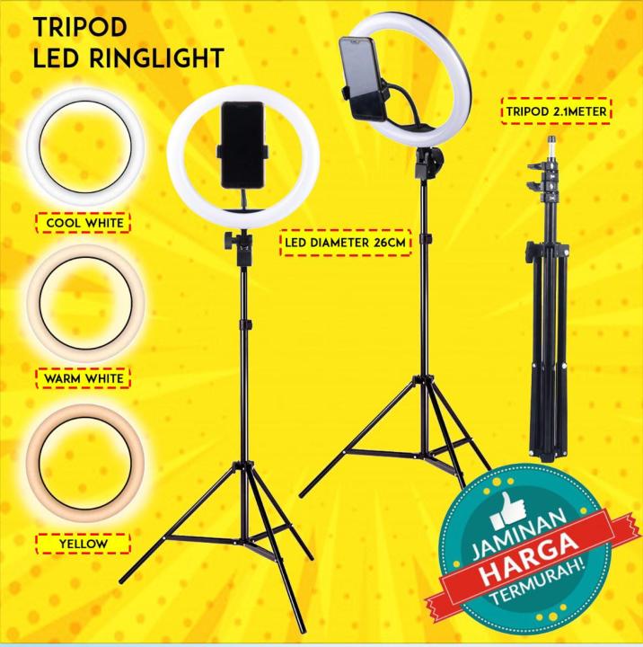 Paket Lampu Ring Light + Tripod - Ring Light 26cm Dan Tripod Tinggi 2.1 ...