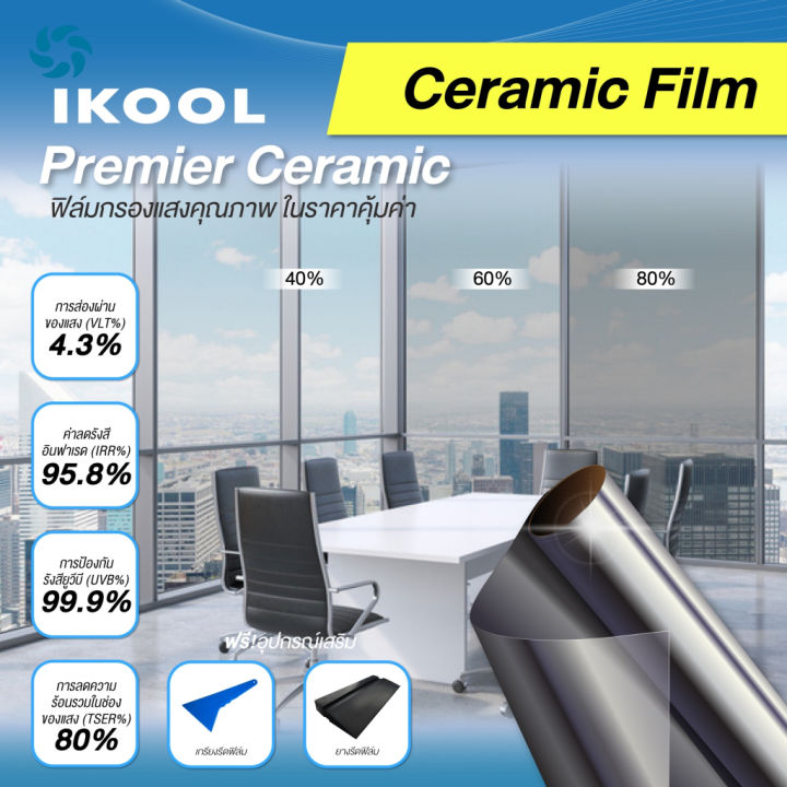 [เลือกขนาด ความเข้มได้] IKOOL ฟิล์มเซรามิค รุ่น Premier Ceramic ฟิล์ม ...