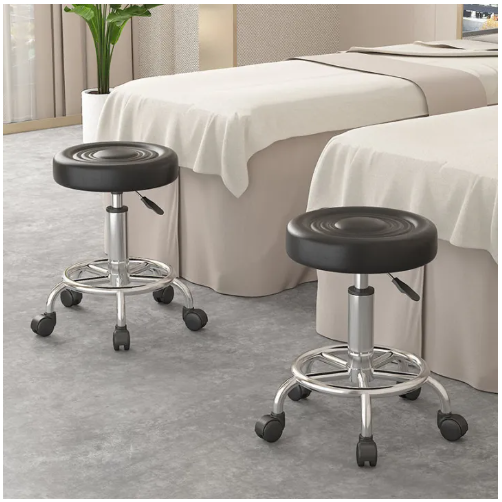 Home Office Rotating Stool Round Chair Adjustable Height with 5Wheels ...