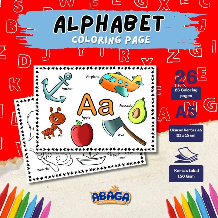 Alphabet ABC Coloring Pages | Lembar Mewarnai untuk PAUD & TK | Lazada ...