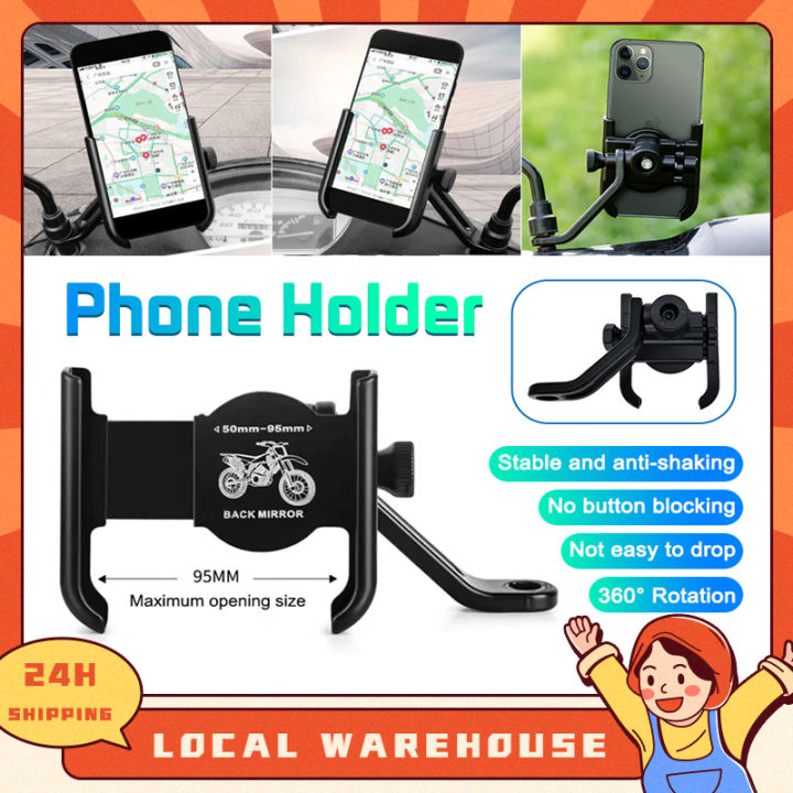 【🇲🇾Stock】Aluminum Alloy Motorcycle Phone Holder Bike Cell Stand Support ...