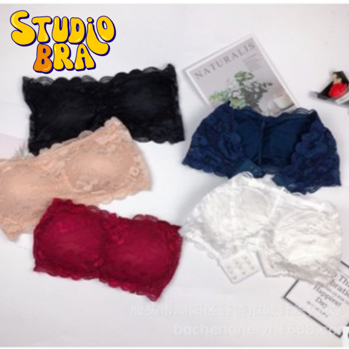 𝙎𝙩𝙪𝙙𝙞𝙤 𝘽𝙧𝙖 - เกาะอกลูกไม้ ตะขอหลังเดี่ยวไร้ขอบ ฟองน้ำในตัว (รหัส: 030 ...