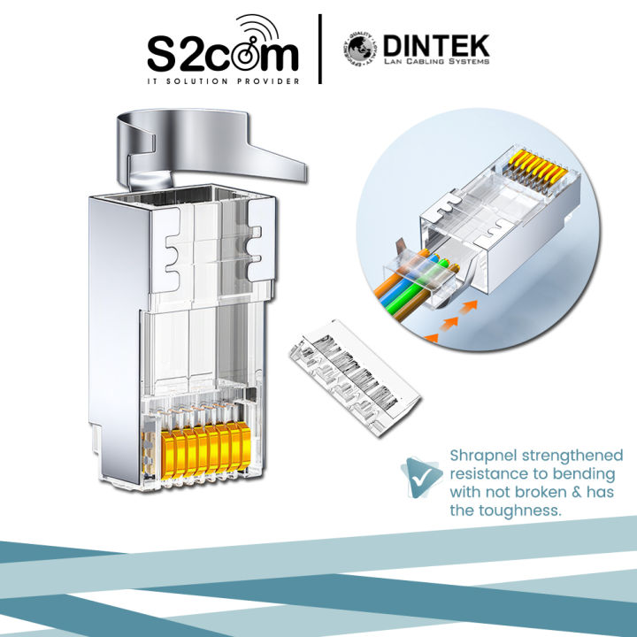 Dintek Cat6 / Cat6A FTP Solid RJ45 2 Piece Shielded Plug | Lazada