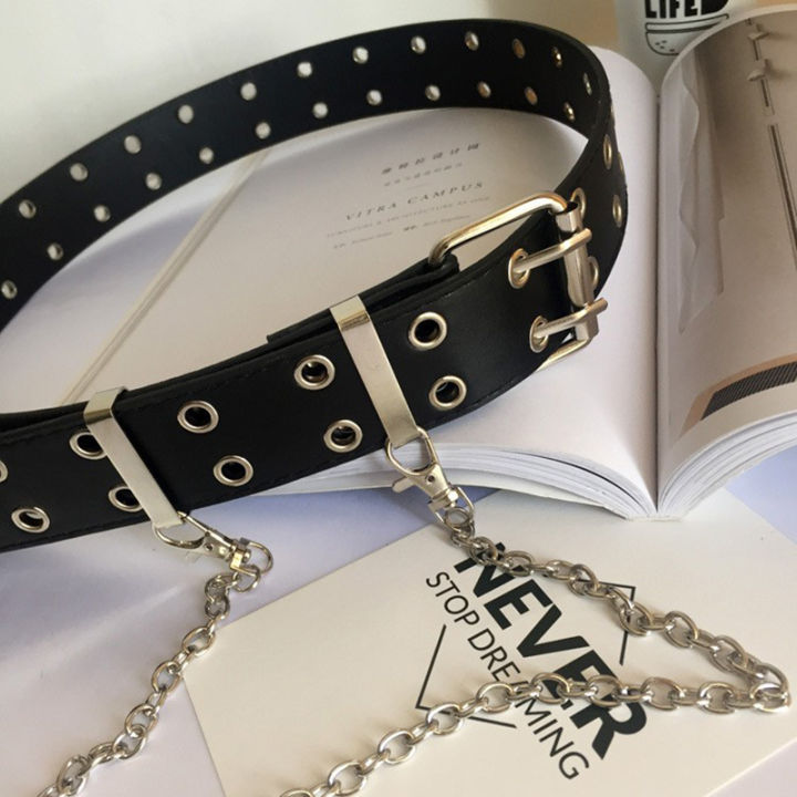 【ZNBY】 Double Row Holes Belt New Punk Style Fashion Buckle Jeans ...