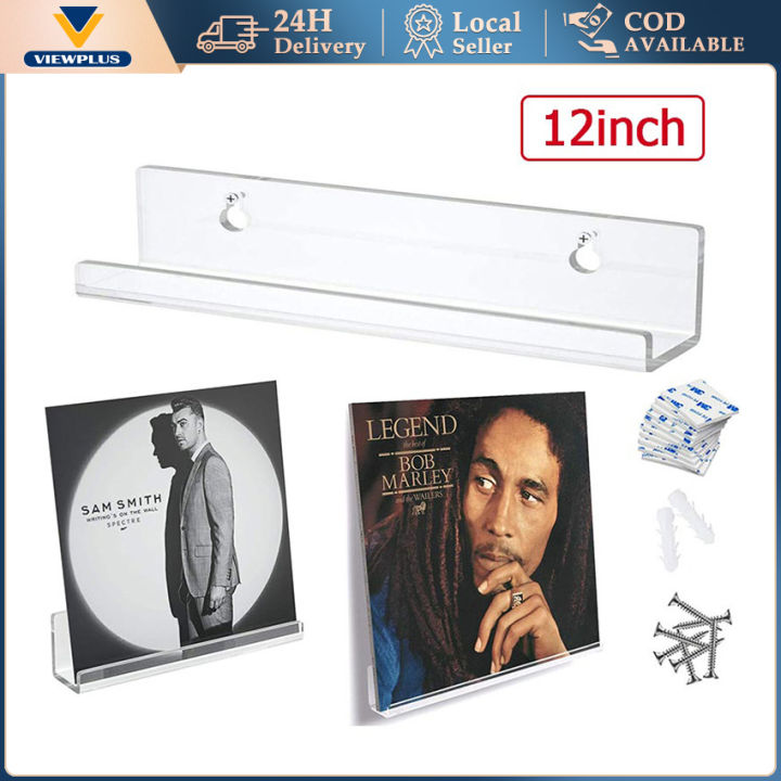12 Inch Acrylic Wall Display Rack Record Organizer Shelf Wall Mounted ...