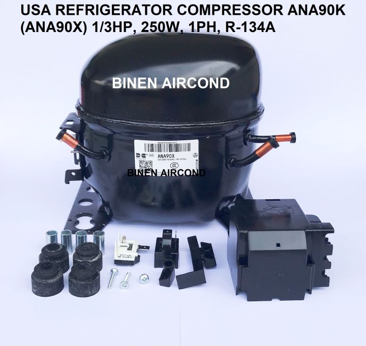 REFRIGERATOR COMPRESSOR USA ANA90K (ANA90X) 1/3HP 250W R-134A / AQAW110 ...