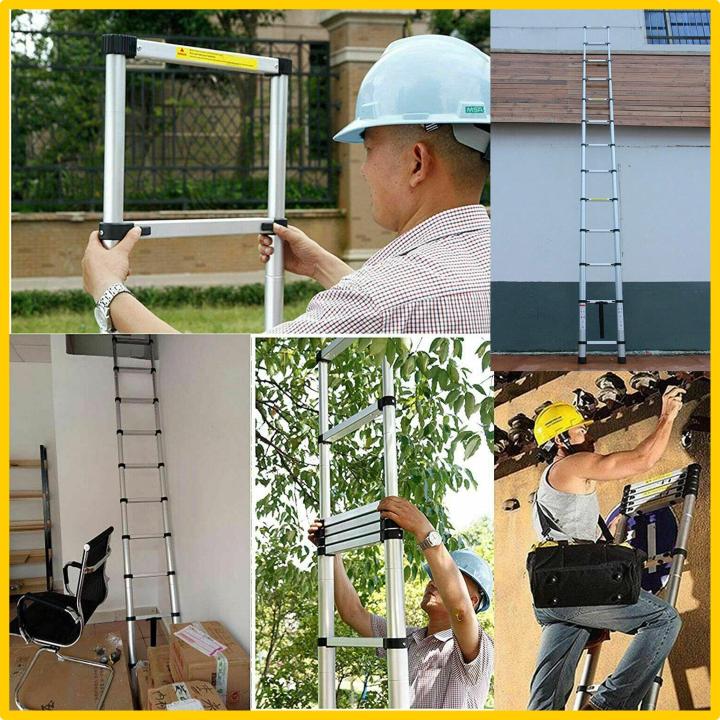 Kruger Aluminum Telescopic Single Side Straight Ladder, 10 Steps (2.9m ...