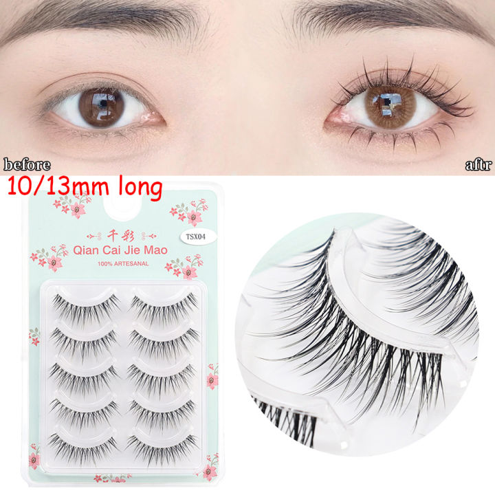 NEW 3D Mink Lashes Natural Full Strip Lashes Transparent Terrier Mink ...
