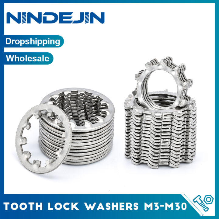 NINDEJIN External Internal Tooth Star Lock Washers Stainless Steel M3 ...